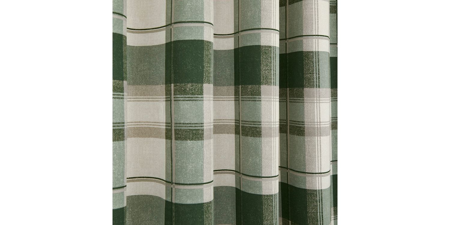Fusion Balmoral Check Eyelet Curtains - Green from £29.50
